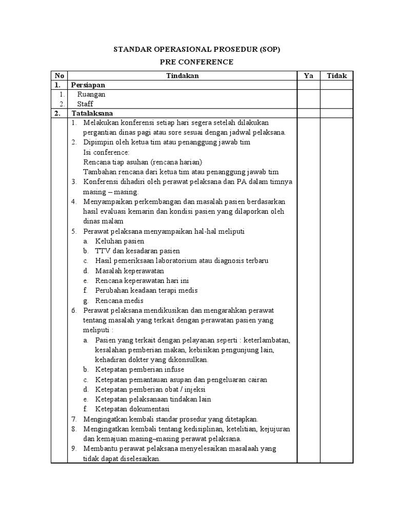 Sop Pre Dan Post Conference | PDF