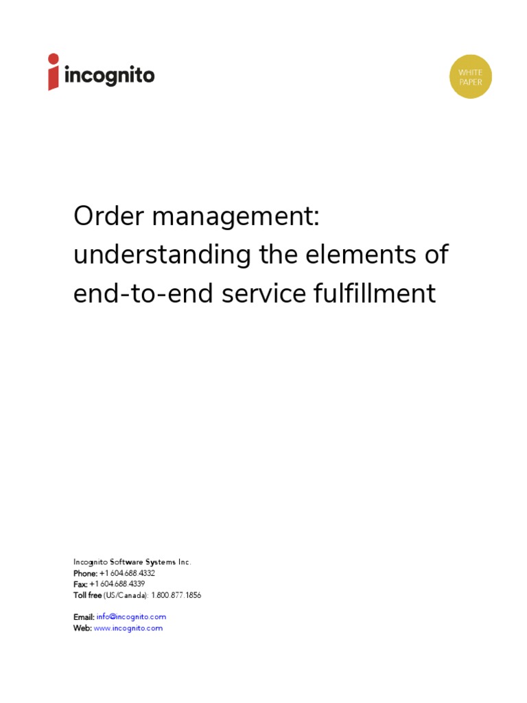 White Paper - Order Management - Understanding The Elements of End-To ...