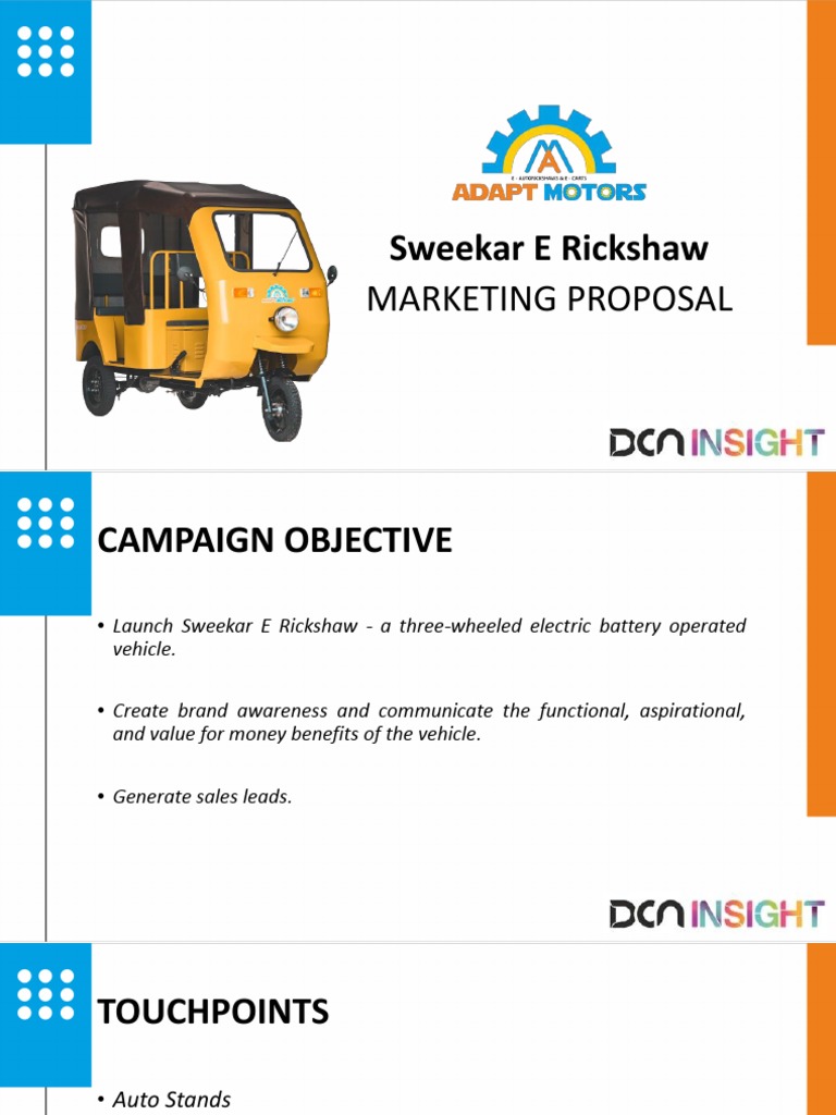 Sweekar E Rickshaw - Proposal | PDF | Marketing | Business Process