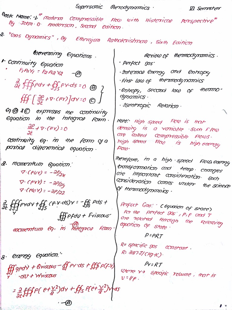 Aerodynamics-II Handwritten Notes Unit-I Chapter 1 | PDF