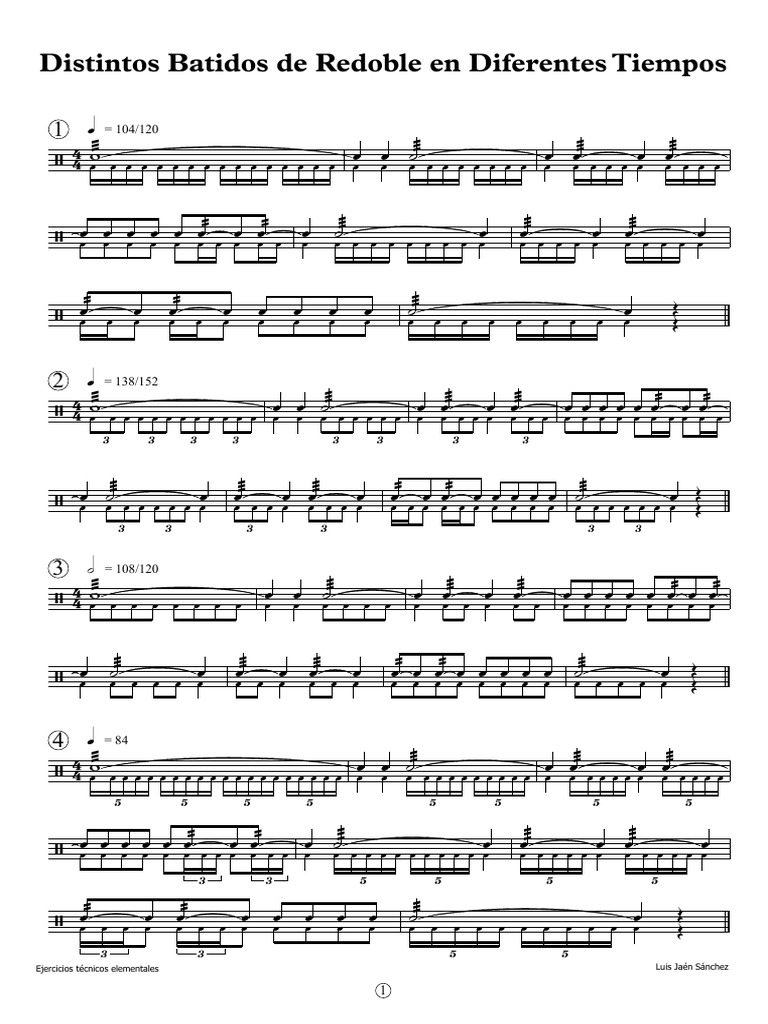 TAMBORES - CULMINACION DEL REDOBLE - Partitura Completa | PDF