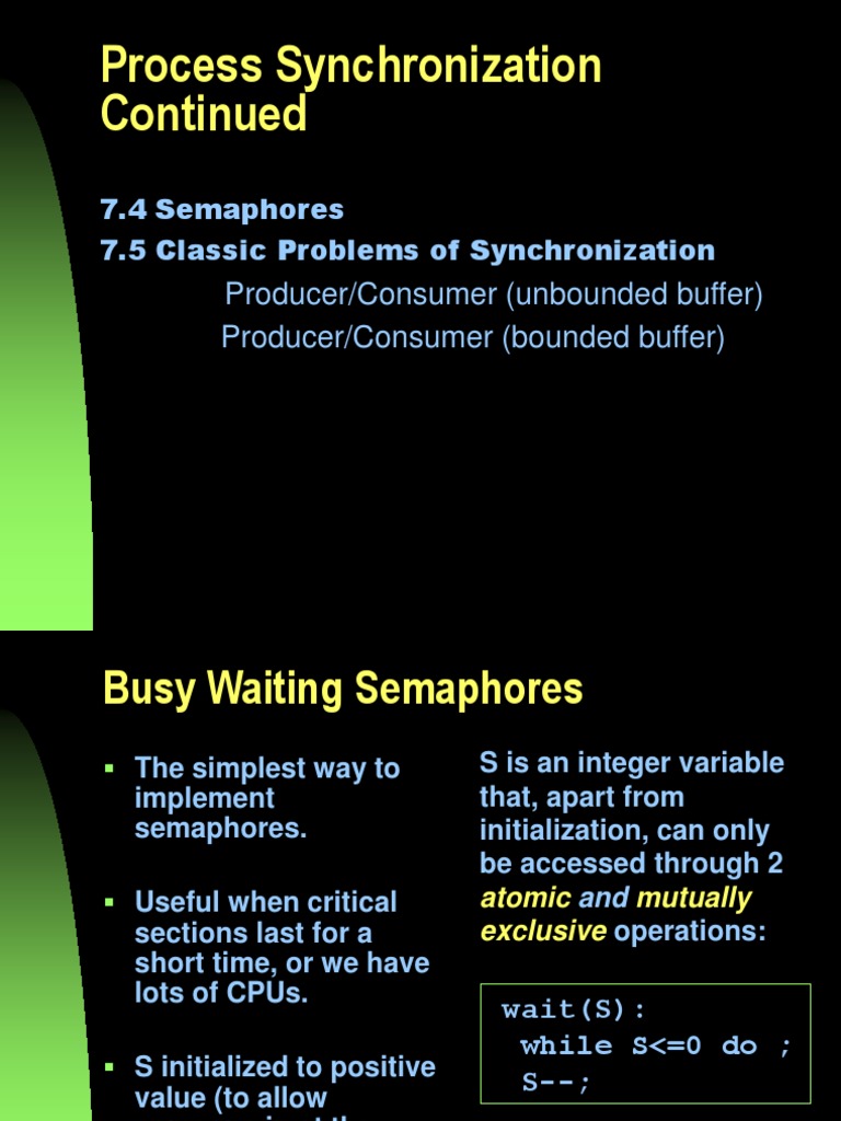Process Synchronization Continued Producer Consumer Unbounded Buffer Producer Consumer
