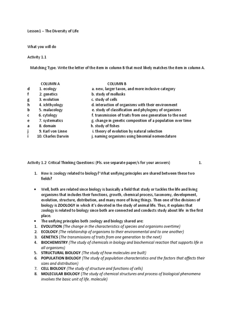 Zoology Assignment #1 | PDF | Biology | Zoology