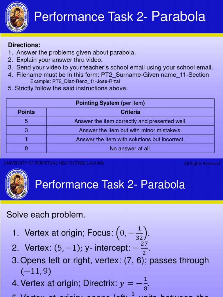 Performance Task 2-: Parabola | PDF
