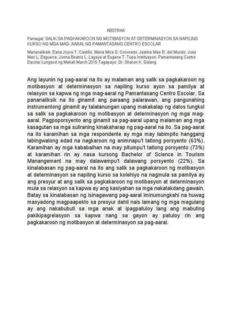 Halimbawa NG ABSTRAK | PDF