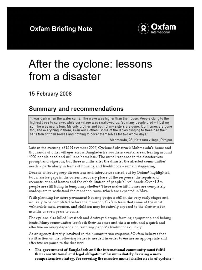 After The Cyclone: Lessons From A Disaster | PDF | Humanitarian Aid ...
