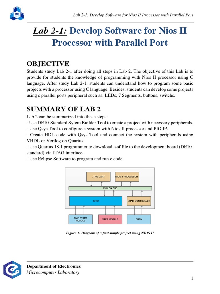 Lab 2-1 Develop Software Nios PIO | PDF | Parameter (Computer Programming) | Subroutine