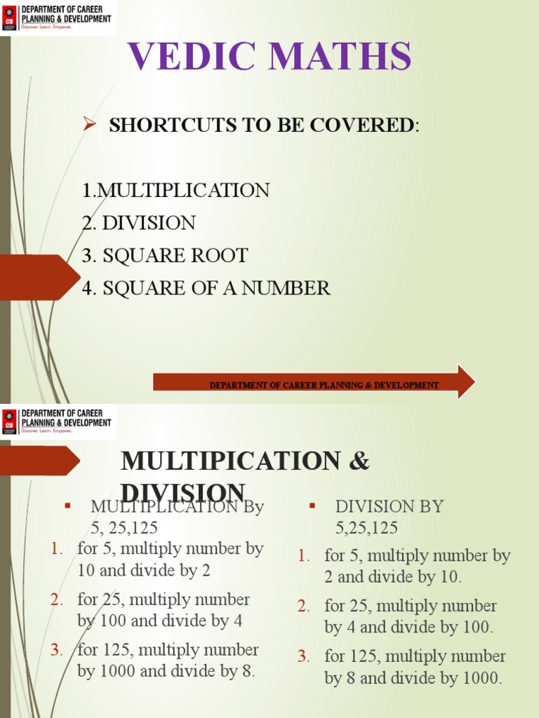 Vedic Maths: Shortcuts To Be Covered | PDF | Multiplication | Subtraction