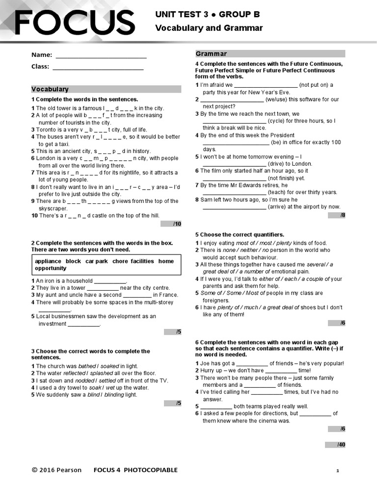 Focus 4 Unit 3 B Grupa | PDF | Linguistics
