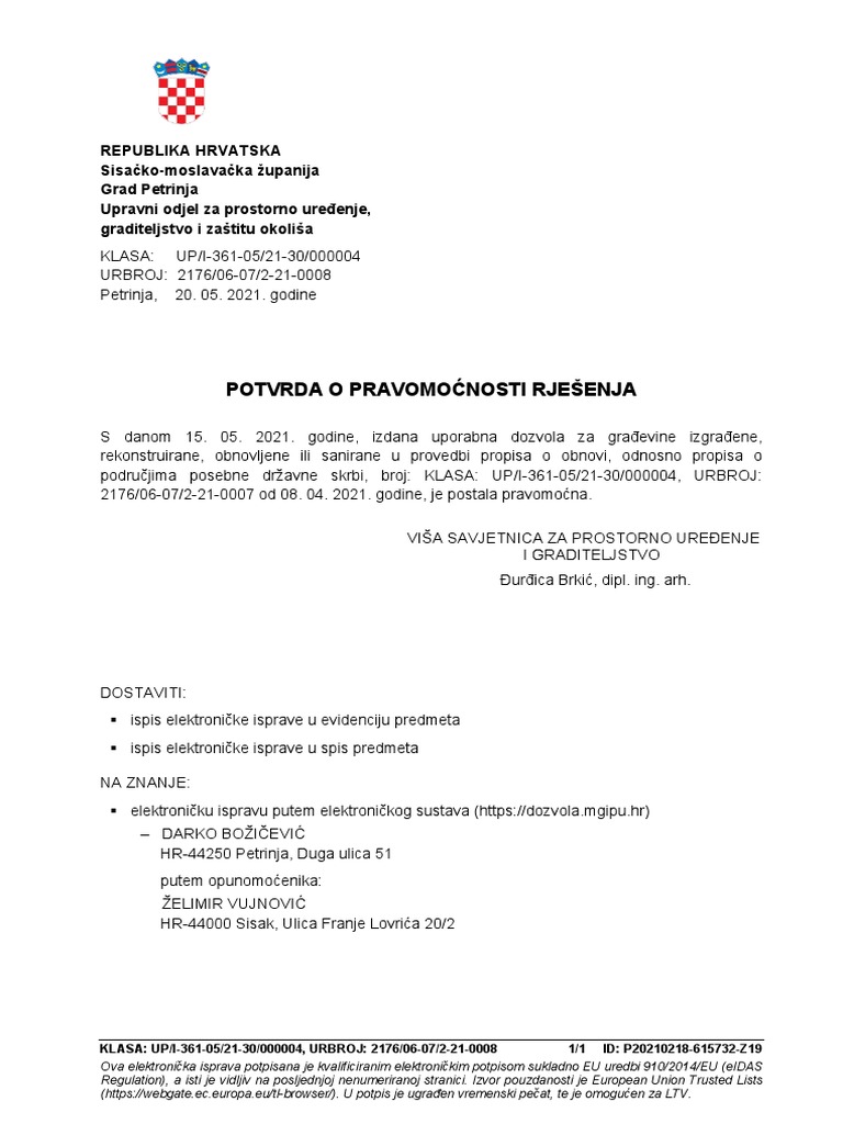 Potvrda o Pravomoćnosti Akta | PDF