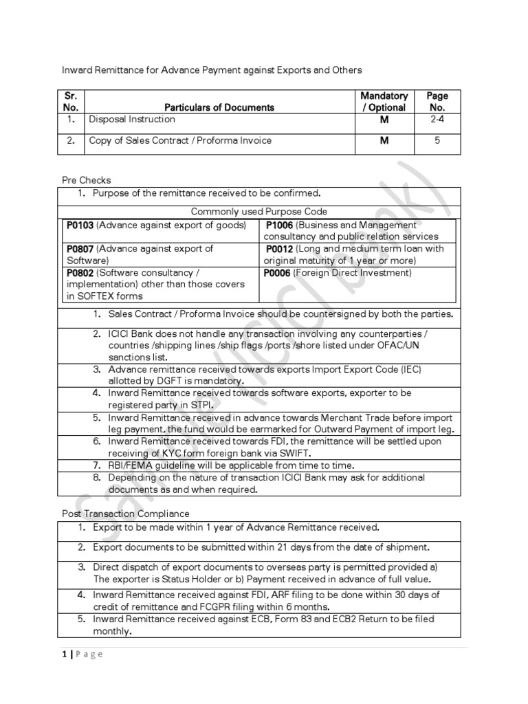 Sample Inwward Remittance | PDF | Economies | Financial Services