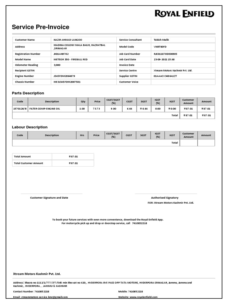 JC Pre Invoice | PDF