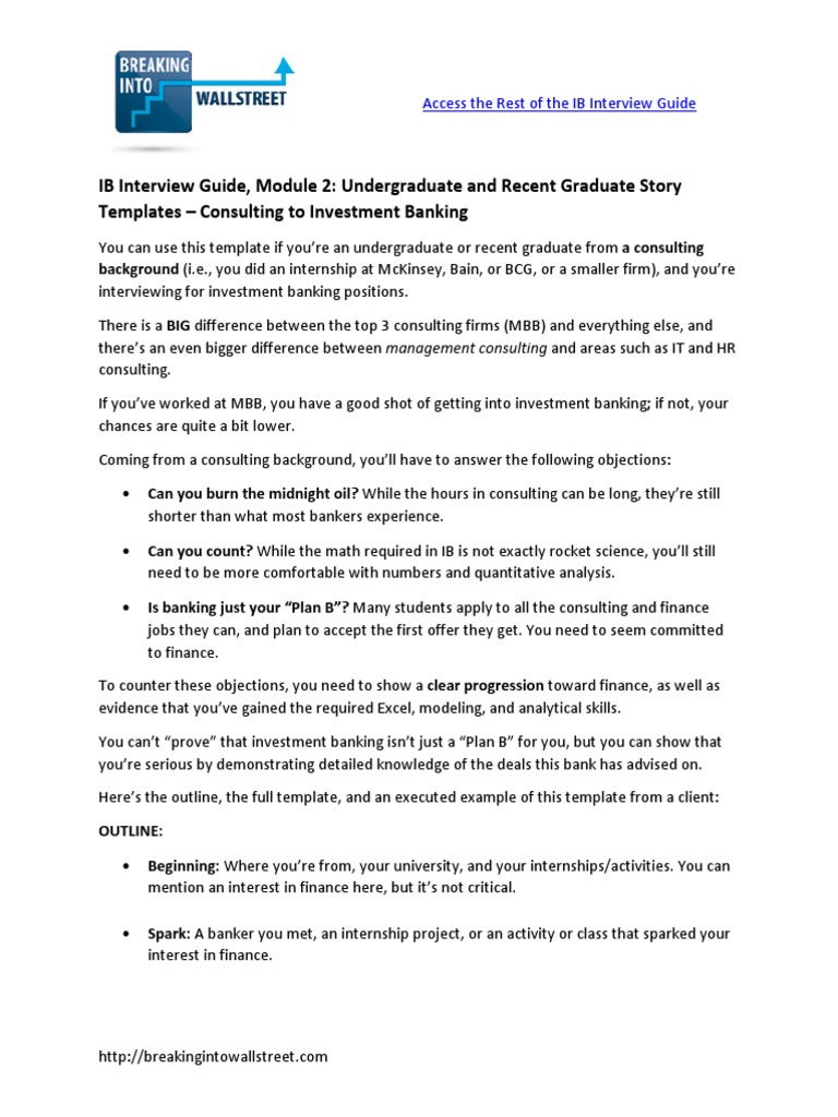 IB Interview Guide, Module 2: Undergraduate and Recent Graduate Story ...