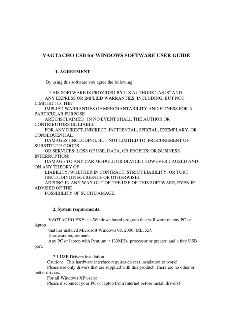 Vagtacho Usb For Windows Software User Guide | PDF | Device Driver | Microsoft Windows