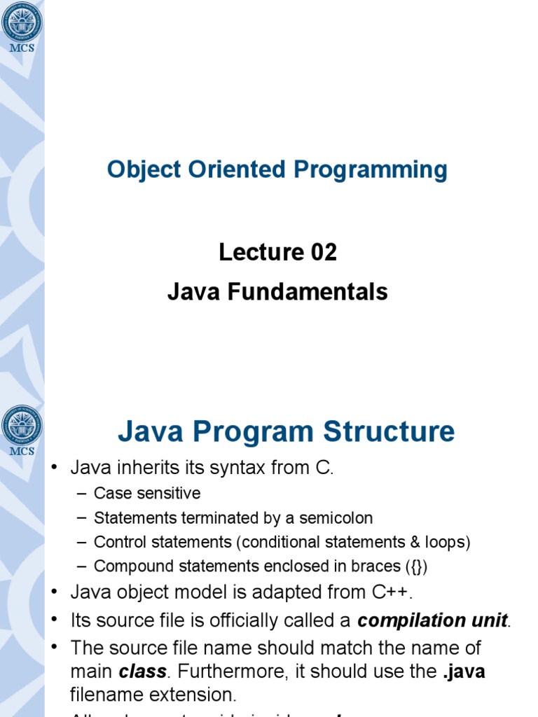 Object Oriented Programming Java Fundamentals Pdf Java Programming Language Class