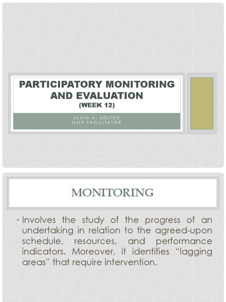 NSTP 2 - Lesson 10 - Participatory Monitoring and Evaluation | PDF ...
