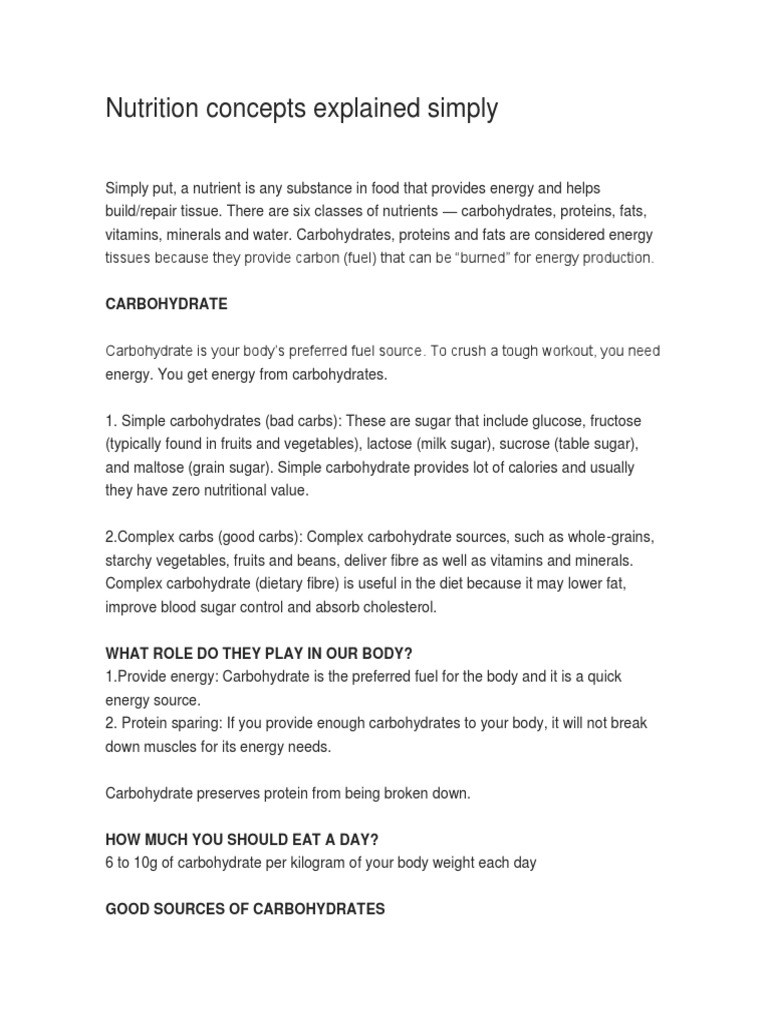 Nutrition Concepts Explained Simply: Carbohydrate | PDF | Carbohydrates ...
