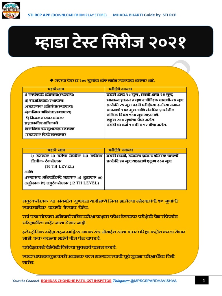 MHADA TEST-1 (Demo) by STI RCP APP | PDF