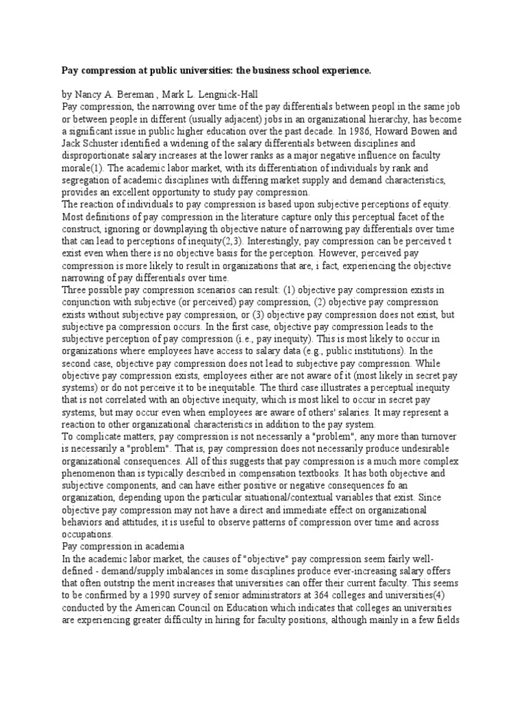 Pay Compression at Public Universities | PDF | Perception | Salary