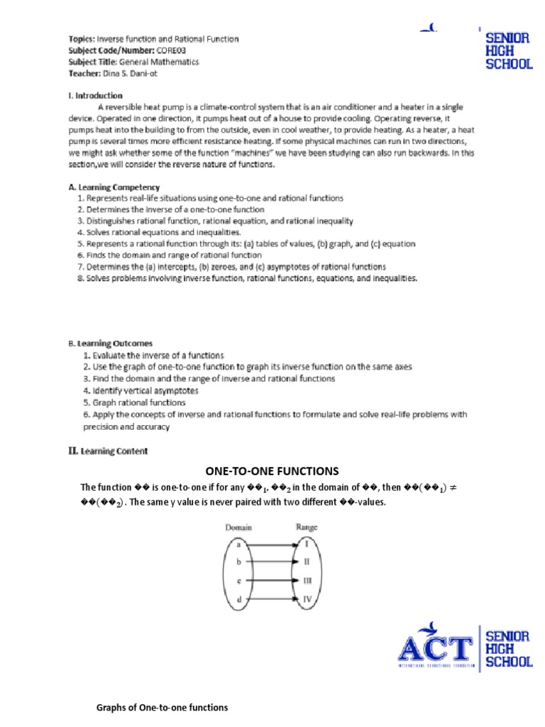 SLG2 - Core 03 General Mathematics | PDF | Function (Mathematics) | Asymptote