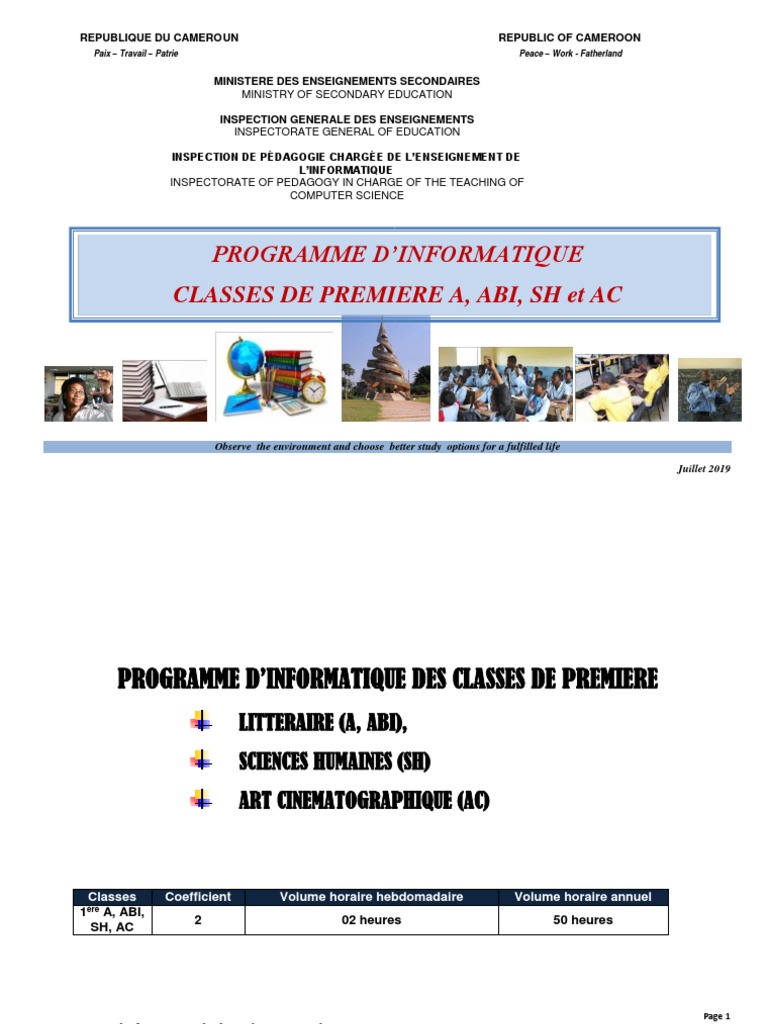 Programme Informatique 1èrea, ABI, SH Et AC | PDF | Informatique | Cryptage