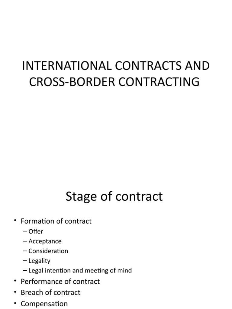 International Contracts and Cross-Border Contracting | PDF | Offer And ...