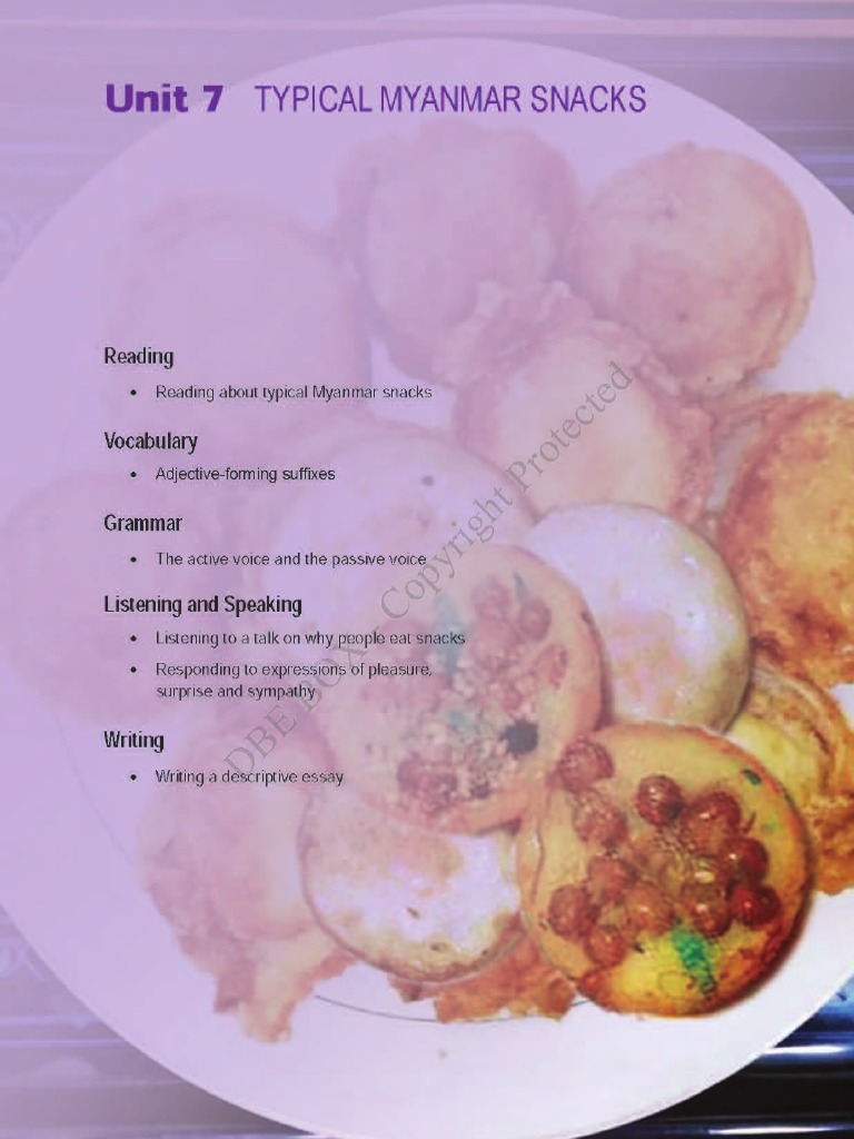 Myanmar G-10 English Unit-7 Typical Myanmar Snacks | PDF
