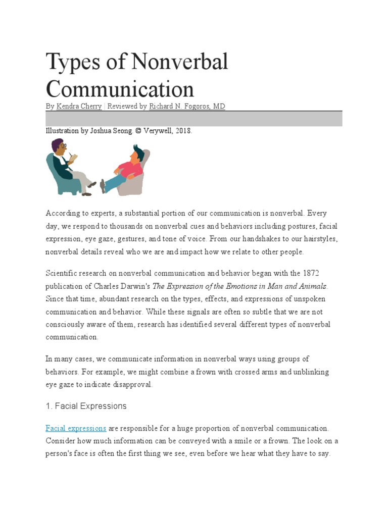 Types of Nonverbal Communication | PDF | Nonverbal Communication | Body ...