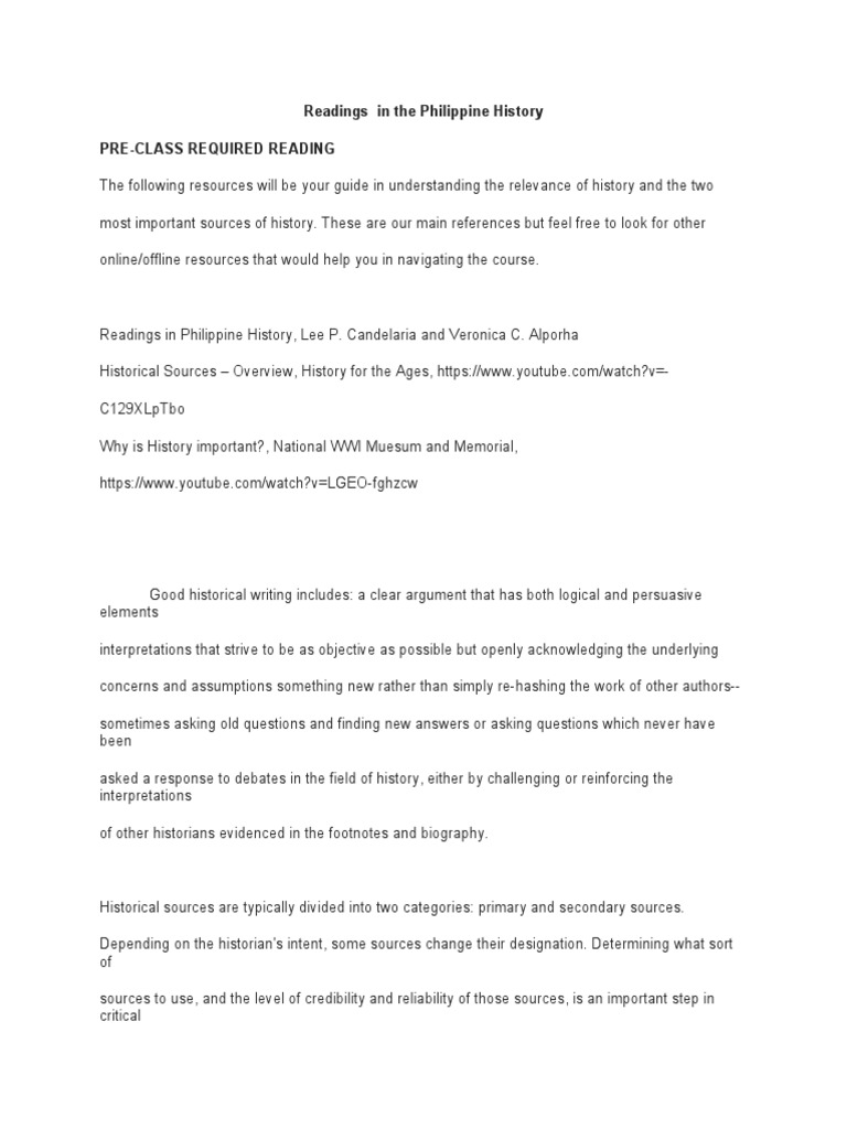 Readings in The Philippine History | PDF | Primary Sources | Truth