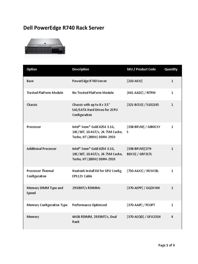 Dell PowerEdge R740 Rack Server 111 | PDF | Solid State Drive | Computing