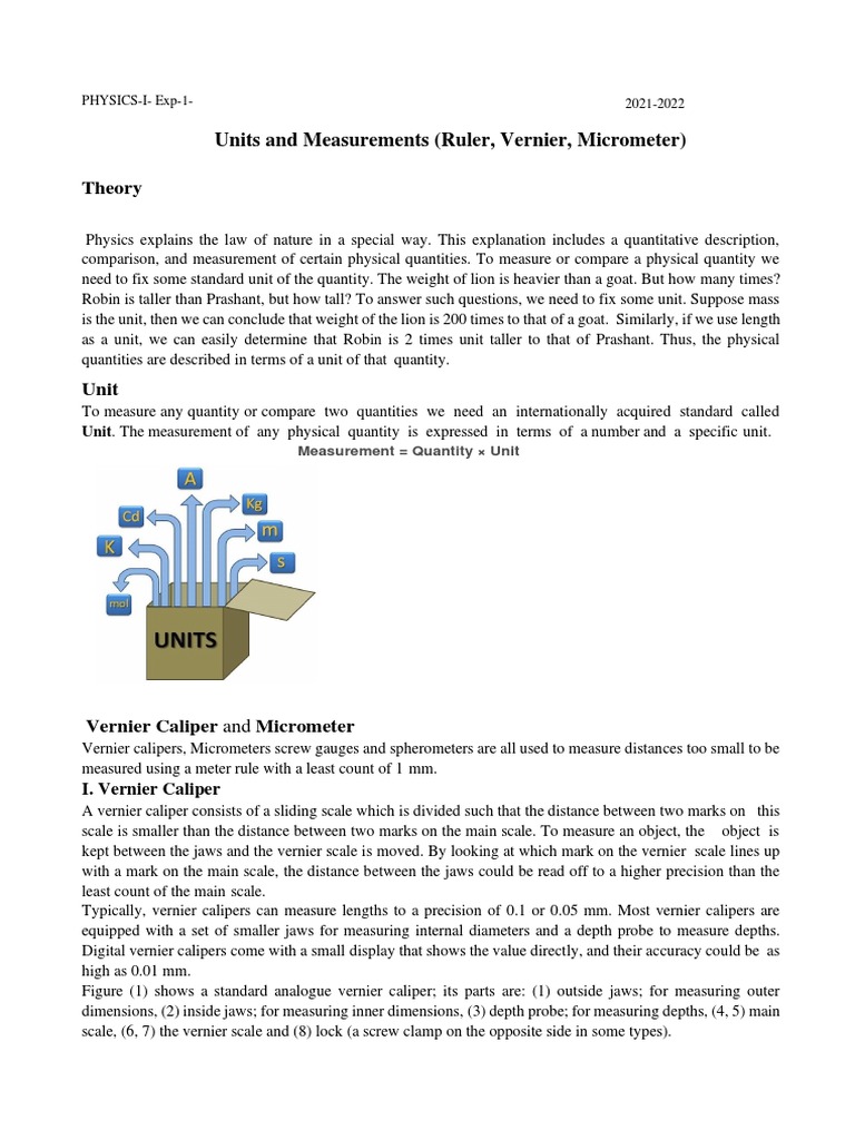 Exp. 1. Units and Measurements | PDF | Metrology | Scientific Observation