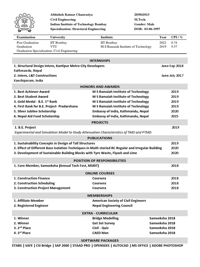 Abhishek IITB Resume | PDF | Engineering | Science And Technology