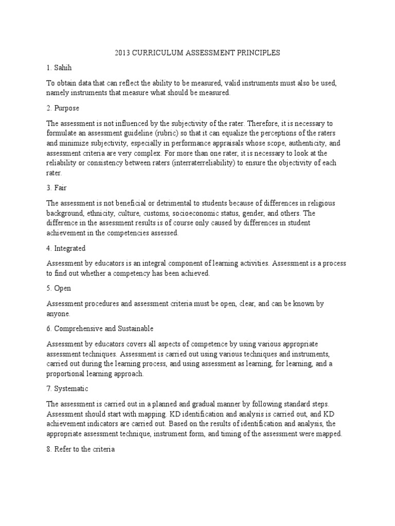 2013 Curriculum Assessment Principles | PDF | Educational Assessment ...