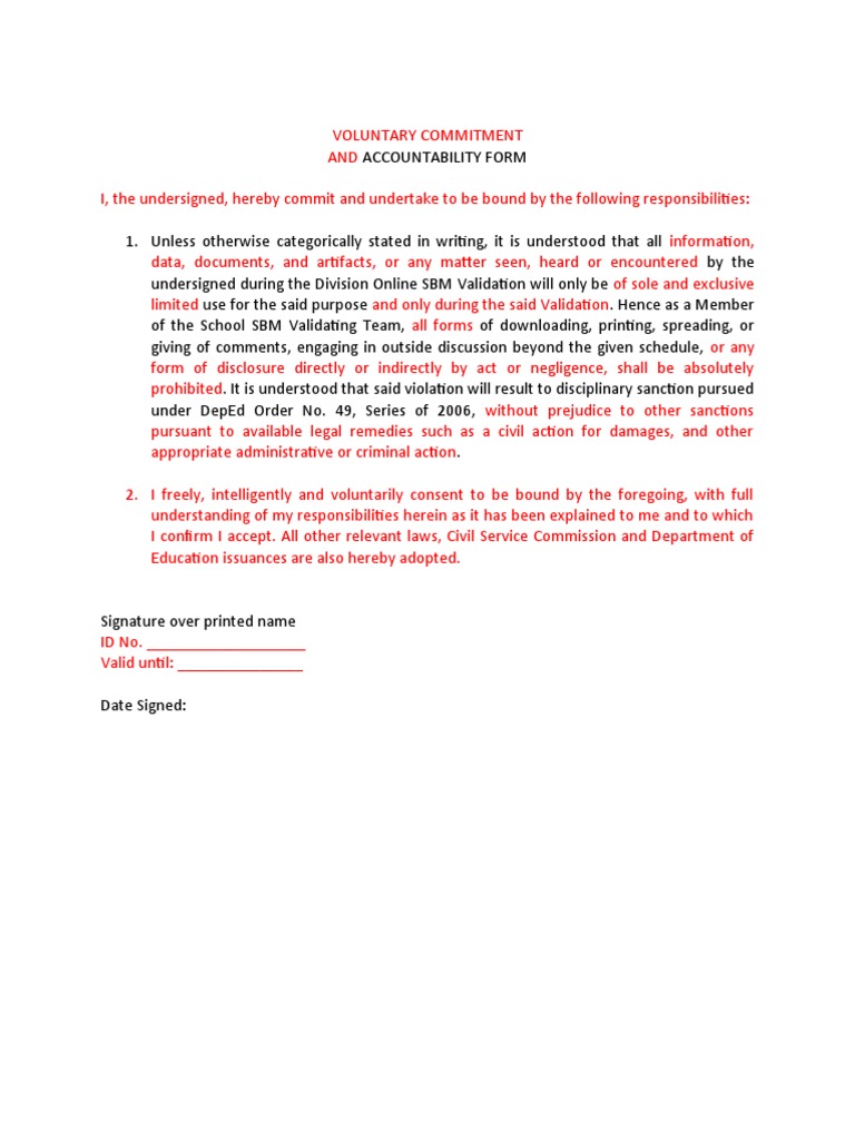 Accountability Form | PDF