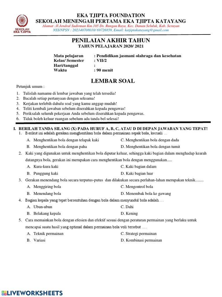 Penilaian Akhir Tahun: Eka Tjipta Foundation Sekolah Menengah Pertama ...