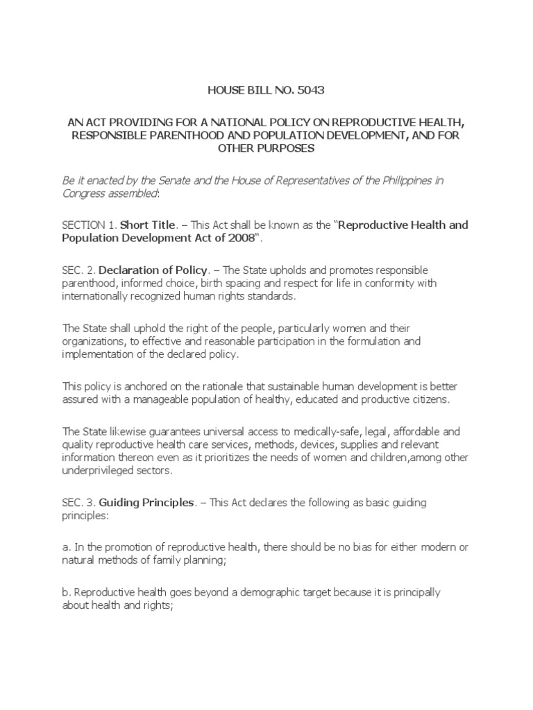 RH Bill | PDF | Reproductive Health | Family Planning
