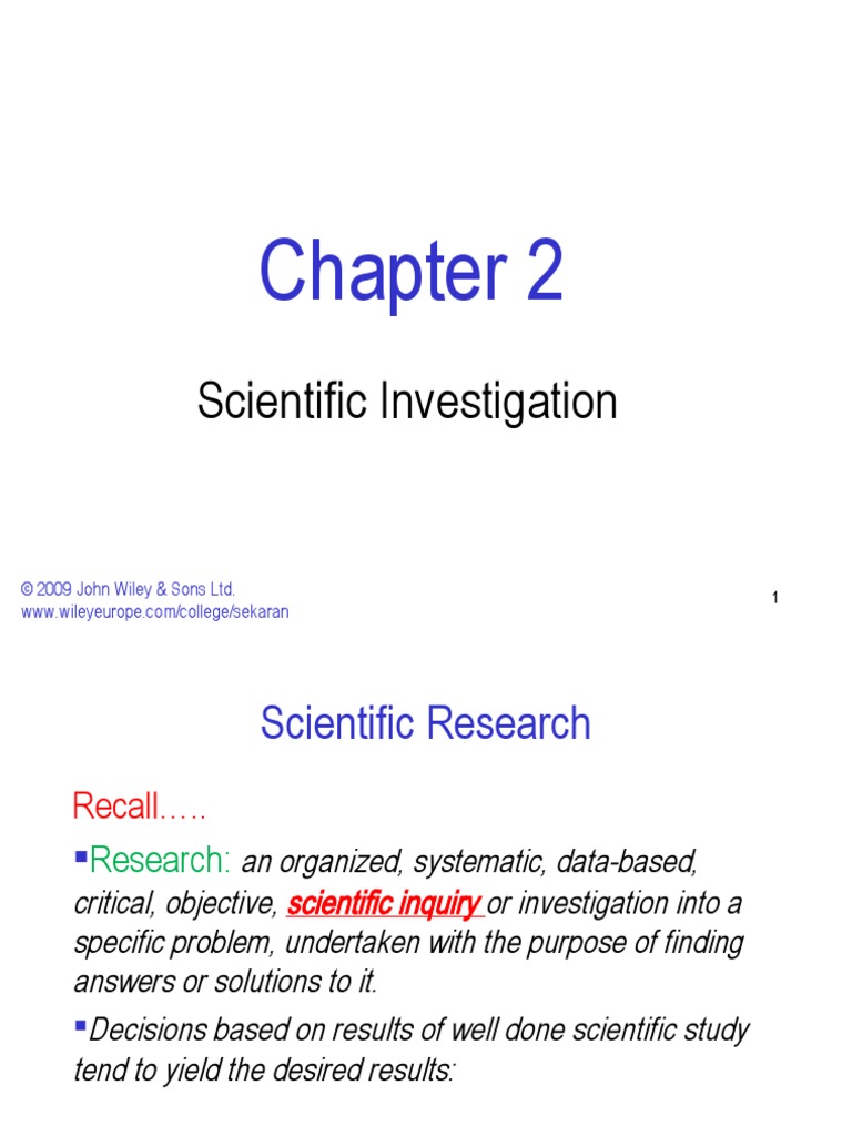 Scientific Investigation: © 2009 John Wiley & Sons LTD | PDF ...