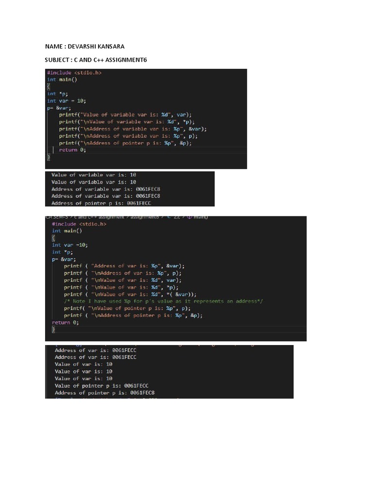 Name: Devarshi Kansara Subject: C and C++ Assignment6 | PDF