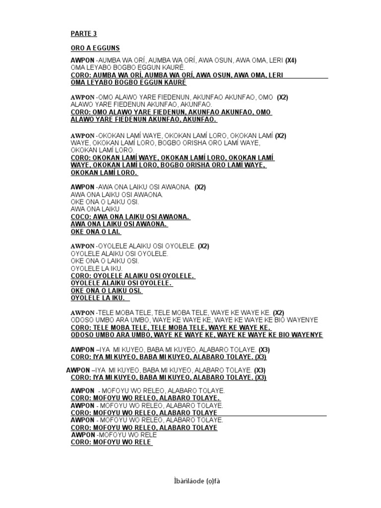 ORO EGGUN Secuencia | PDF