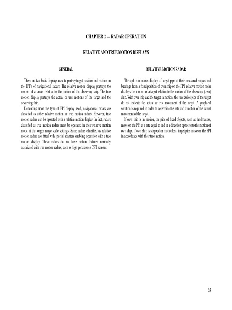 Chapter 2 - Radar Operation: Relative and True Motion Displays | PDF