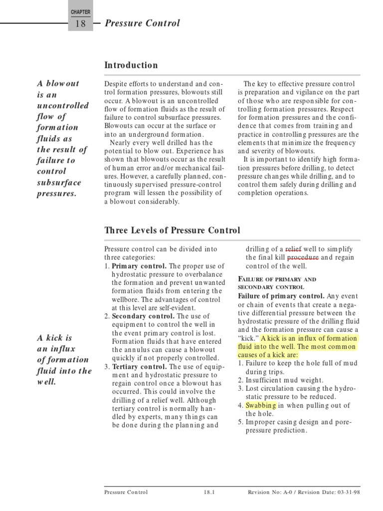Chap - 18 Pressure Control | PDF | Blowout (Well Drilling) | Casing ...