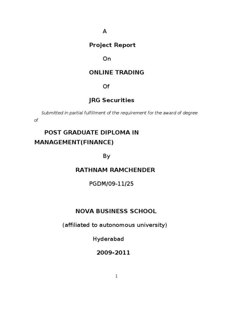 Ram Online Trading Project1 | PDF | Stock Market | Clearing (Finance)