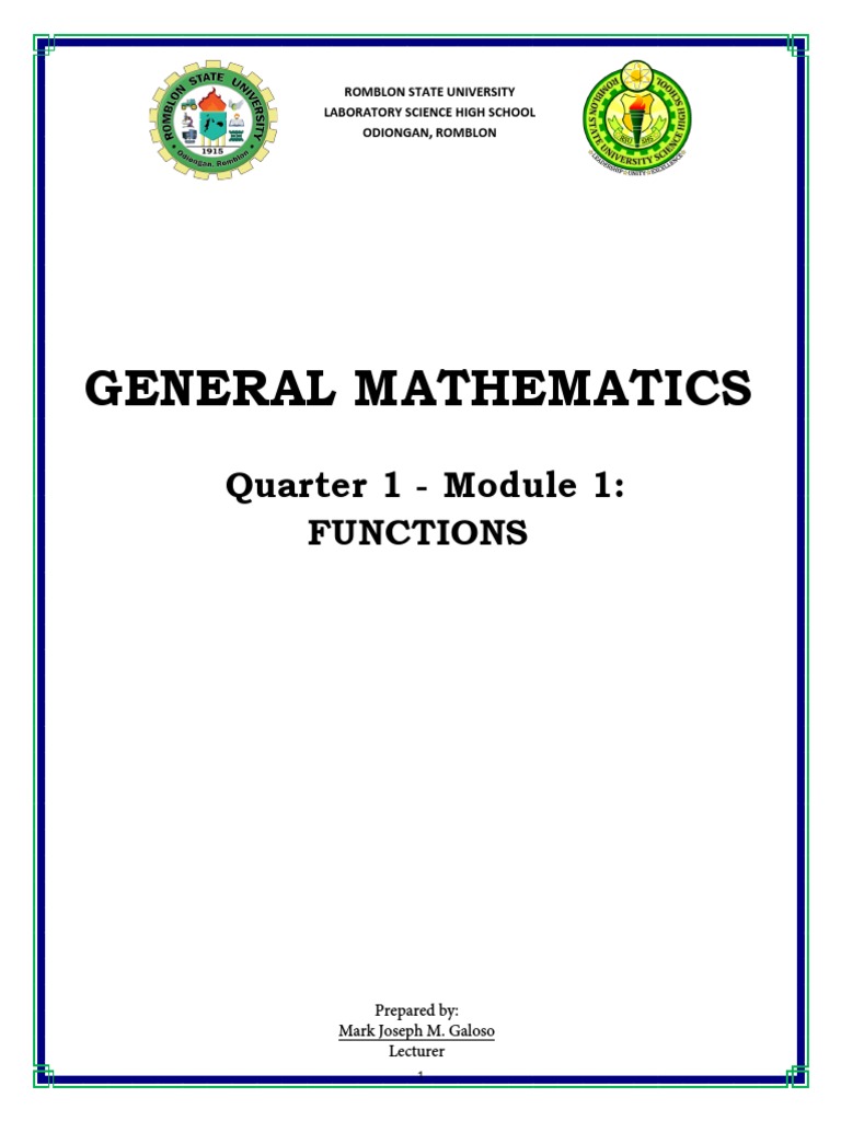 GenMath-11 Quarter1 Module1 | PDF | Function (Mathematics) | Polynomial