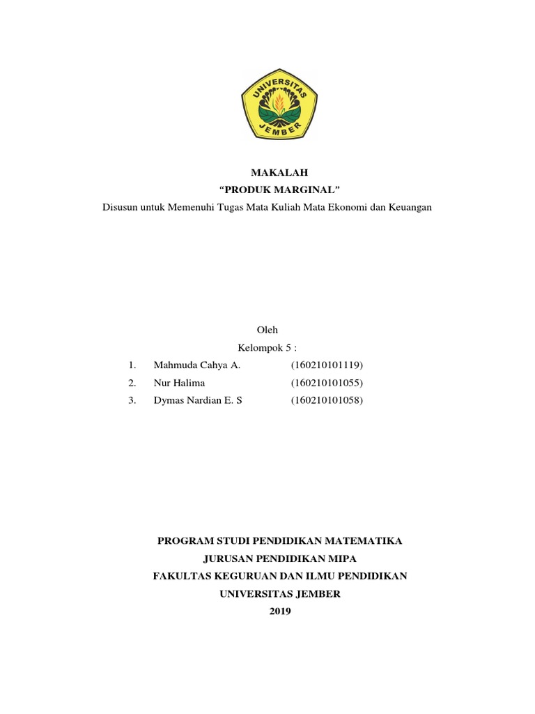 Konsep dan Rumus Produk Marginal | PDF | Metode & Bahan Ajar
