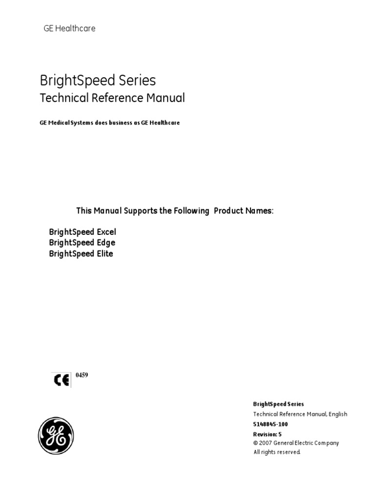 Brightspeed Series: Technical Reference Manual | PDF | Ct Scan | X Ray