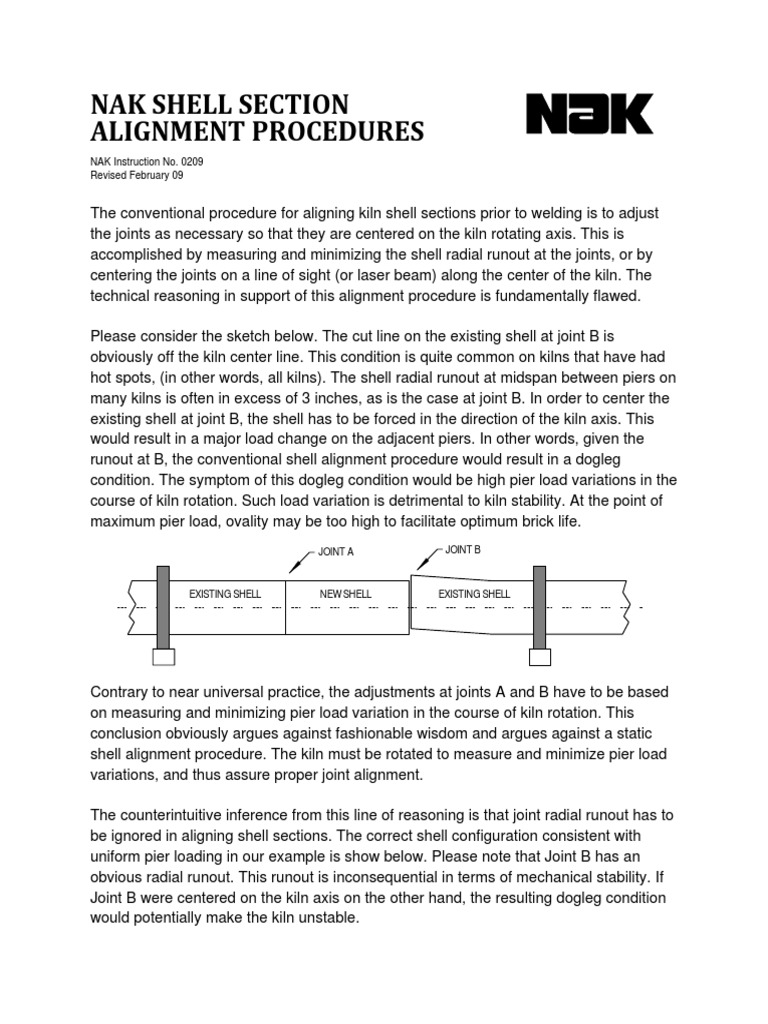 Rotary Kiln Shell Section Alignment Procedure | PDF | Stress (Mechanics)