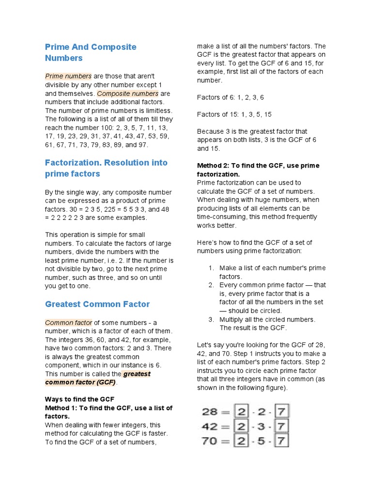 GCF and LCM: Methods Explained | PDF | Prime Number | Factorization