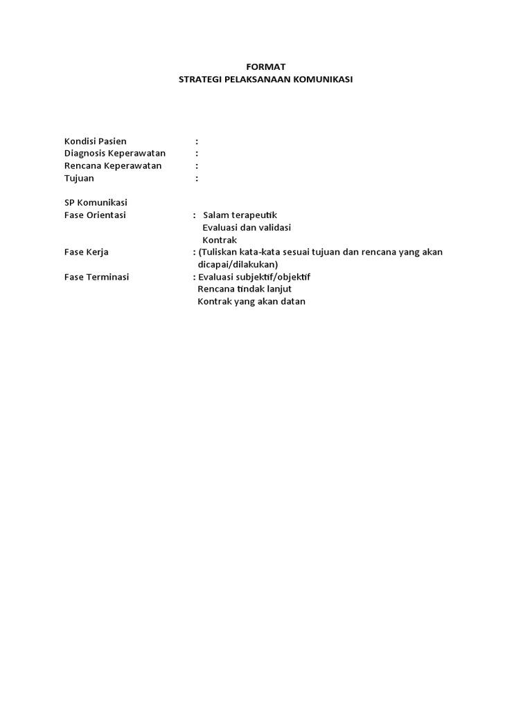 Format SP Komunikasi Dan Contoh SP Komunikasi Pada Remaja | PDF