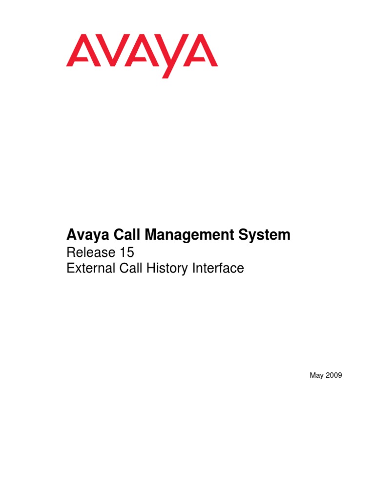 Avaya Call Management System: Release 15 External Call History Interface | PDF | File Format ...