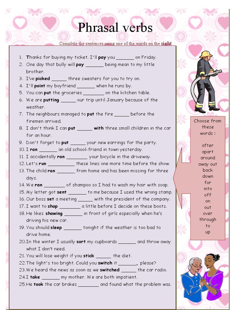 Phrasal Verbs: Complete The Sentences Using One of The Words On The | PDF